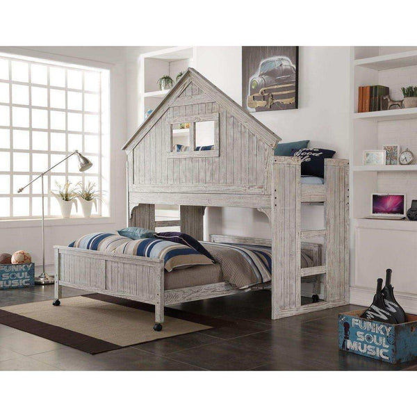 Donco Clubhouse Twin Loft Bed over Full Bed - Driftwood – Bedroom Depot USA